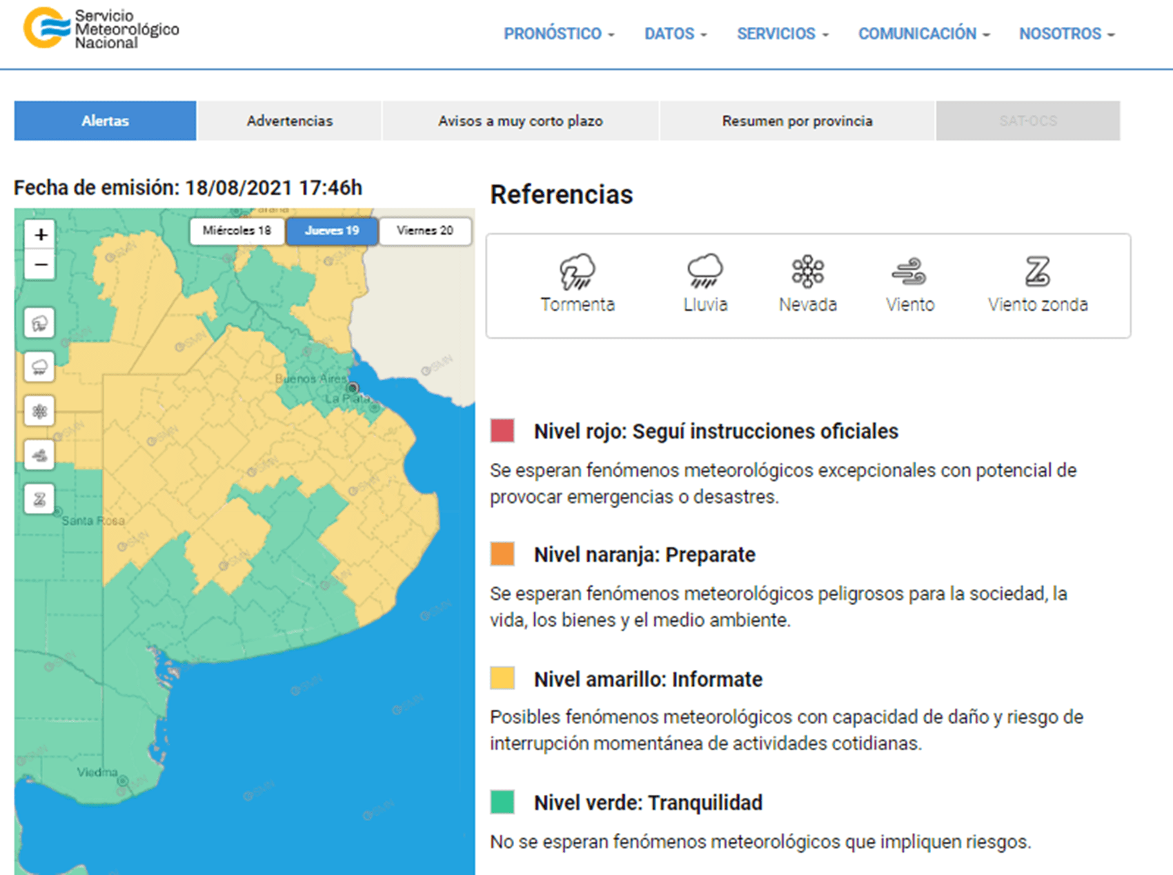 Emitieron Alerta Amarillo por tormentas fuertes para varios distritos ...