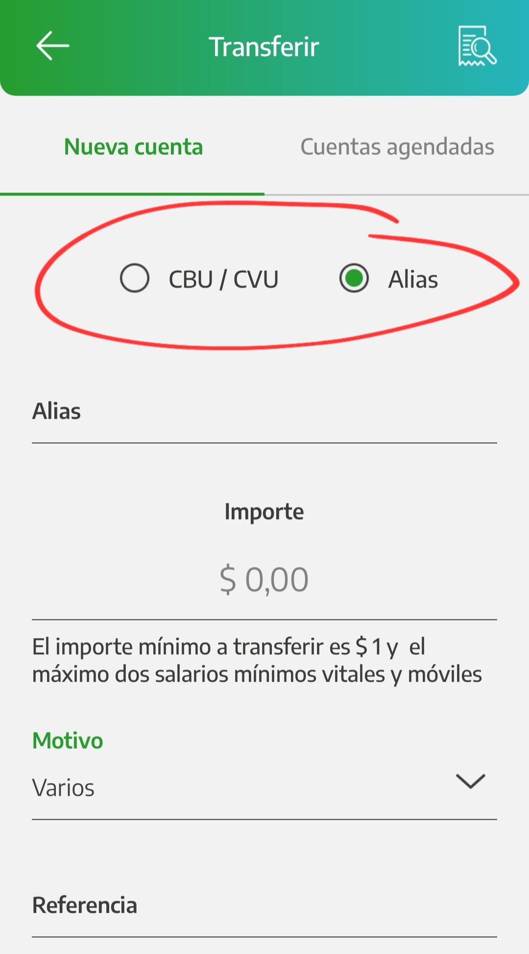 Cuánto dinero se puede transferir por Cuenta DNI